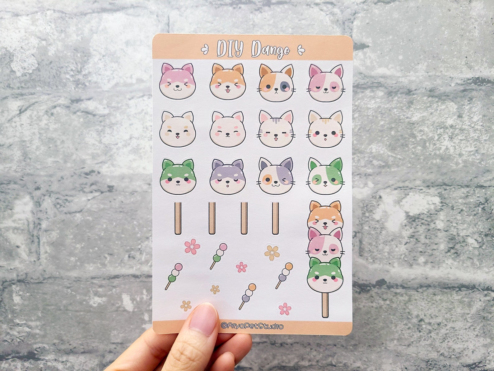 DIY Dango Sticker Sheet Japanese Snack Cute Dog and Cat - Etsy