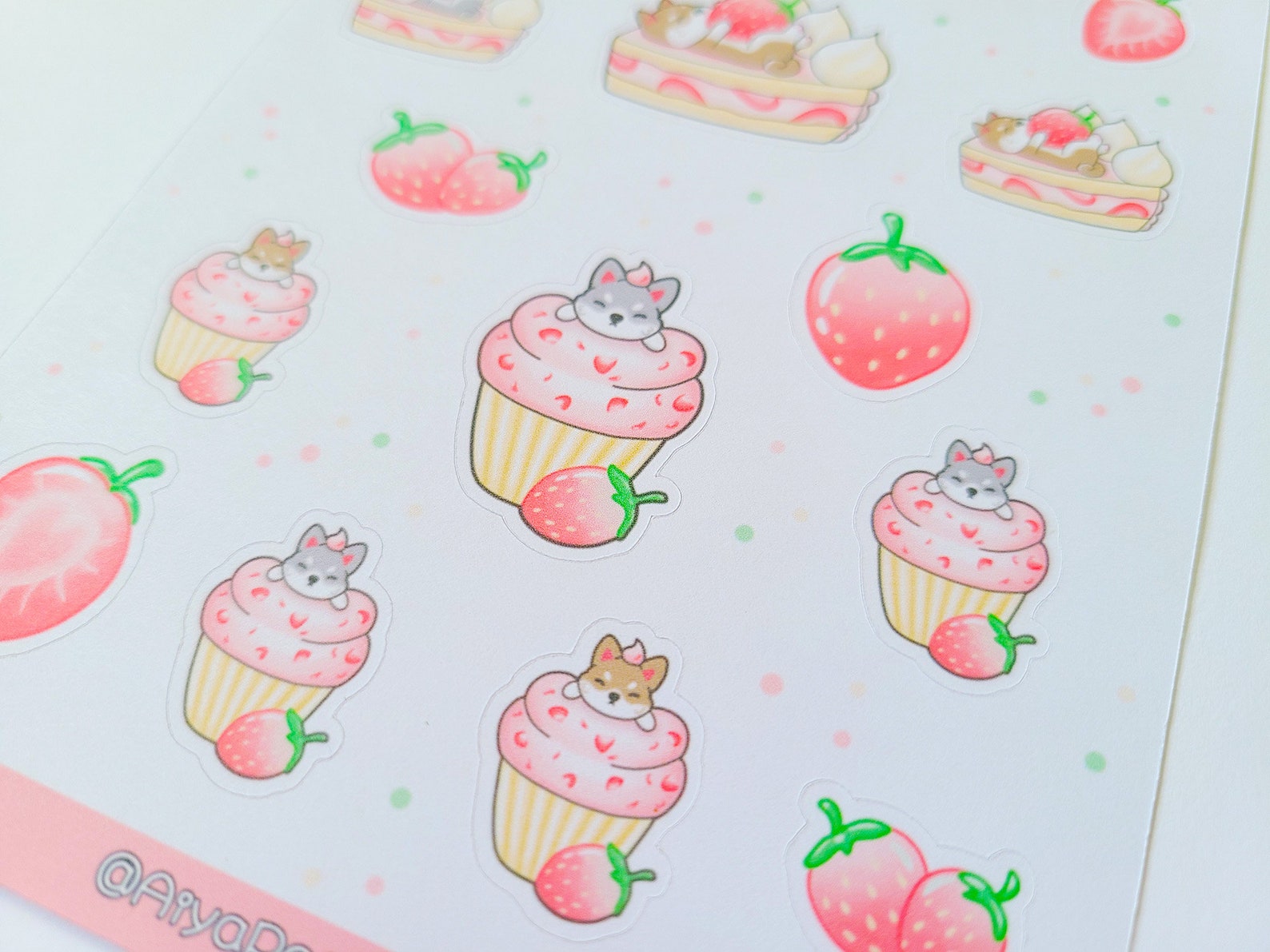 Strawberry Sticker Sheet Strawberry Pupcakes Stickers Cute - Etsy