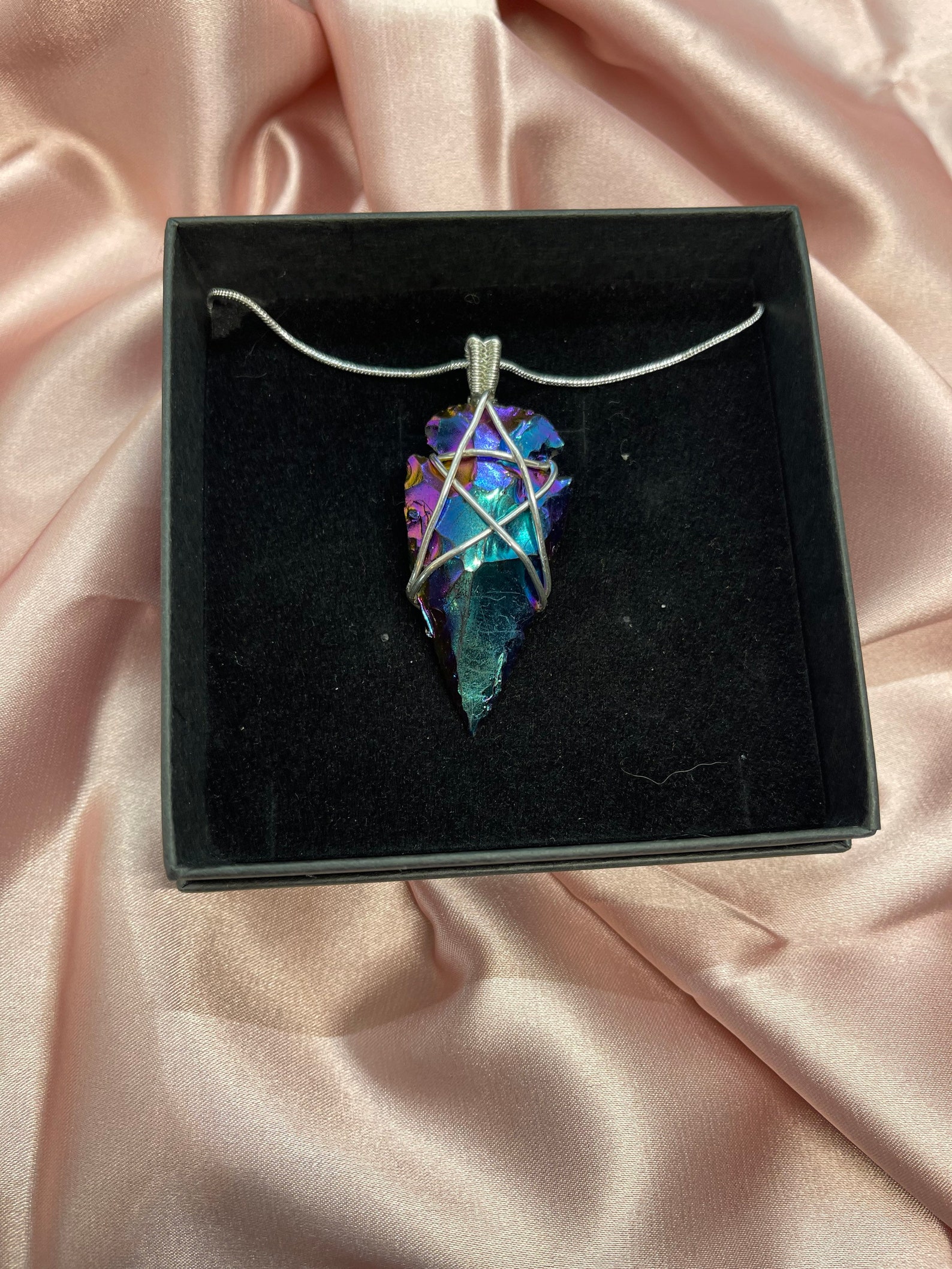 Rainbow Titanium Quartz Arrowhead Star Wire Wrapped Necklace - Etsy