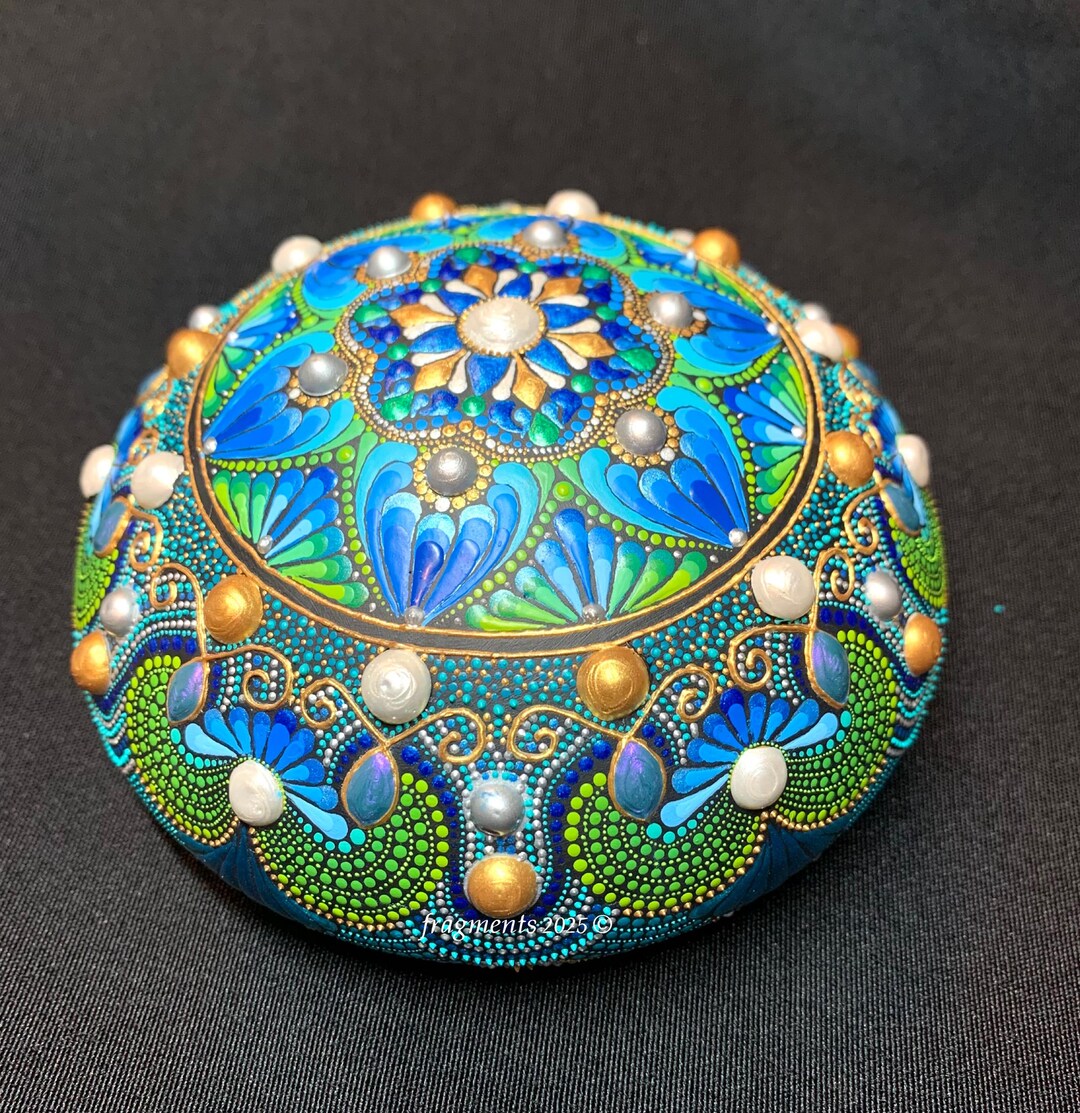 Large 4.5" Art Stone Mandala Stone (DESIGN “kai” by SUMMER TAN) - Etsy