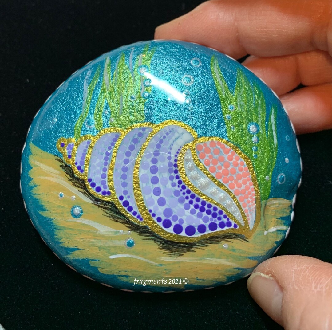 Seashell Painted Rock Beach Stone - Etsy