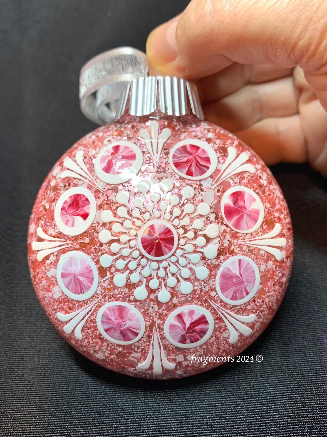 Christmas Ornament Hand Painted Crushed Peppermint Dot Mandala Dot Art ...