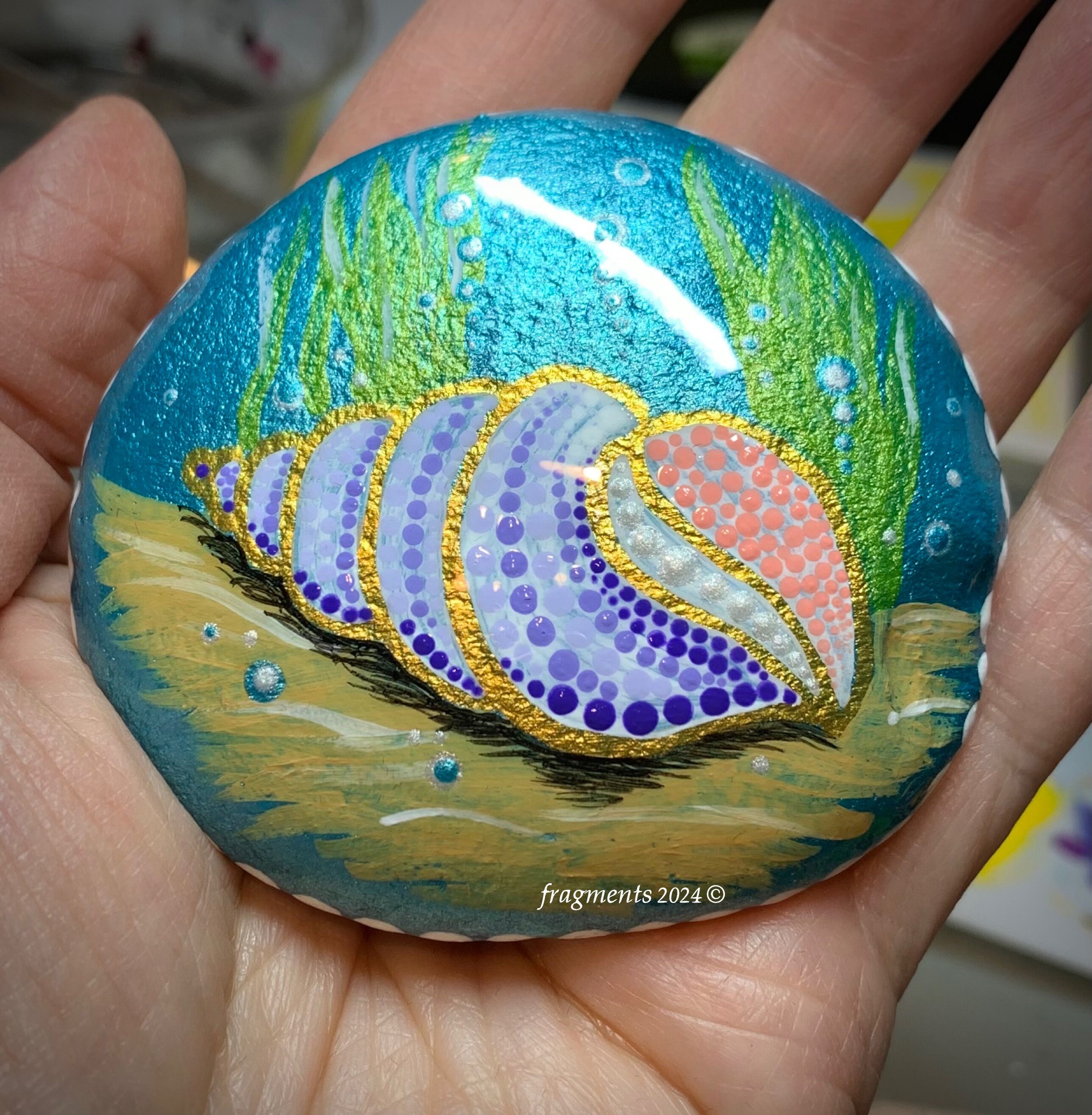 Seashell Painted Rock Beach Stone - Etsy