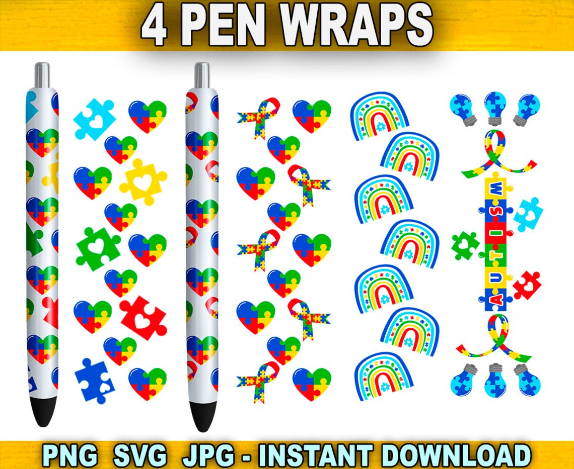 Autism Pen Wraps Autism Awereness Png Waterslide Digital - Etsy