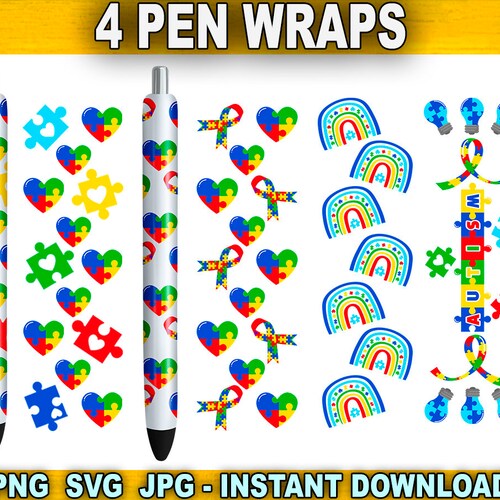 Autism Pen Wraps Autism Awereness Png Waterslide Digital Etsy