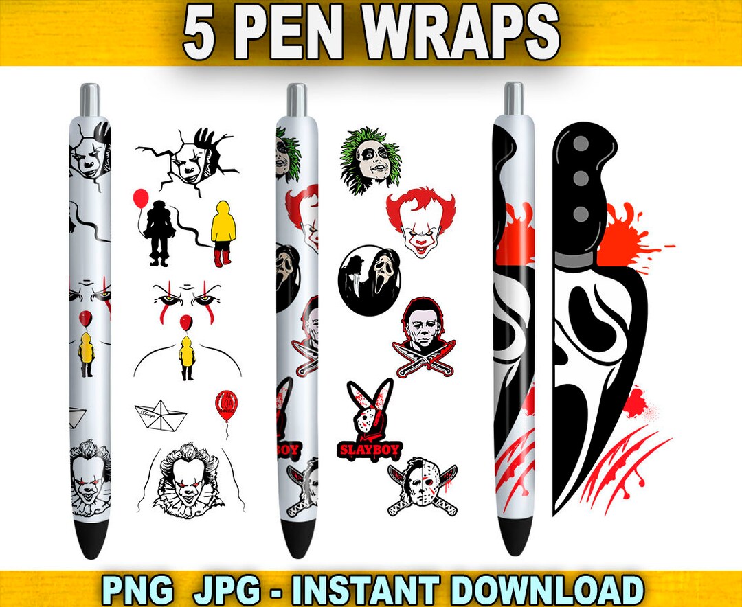Pen Wrap Horror, Inkjoy Pen Wrap, Digital File, Jpeg, Png File - Etsy UK