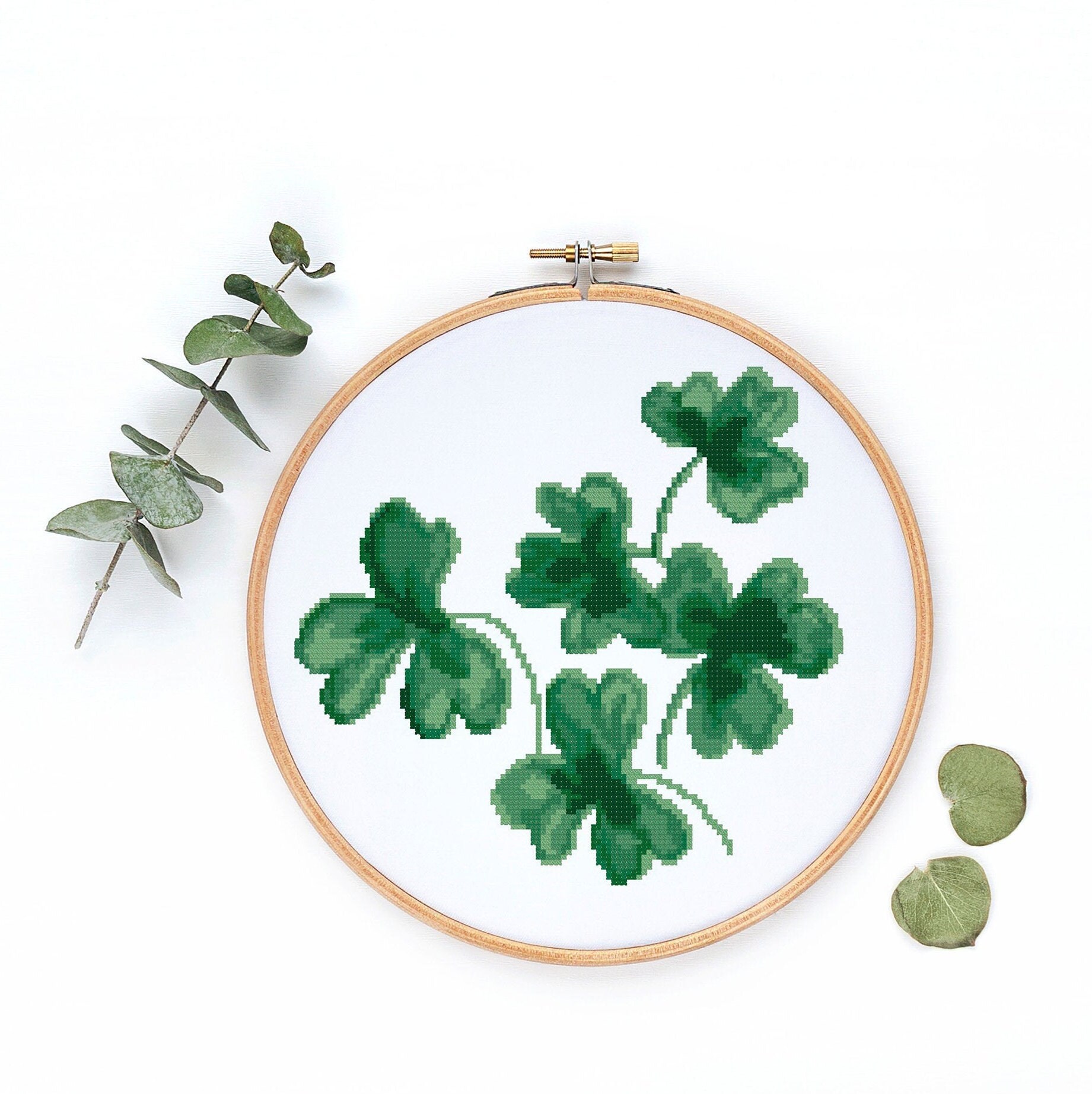 Leaf Cross Stitch Pattern Clover Cross Stitch Modern Cross - Etsy