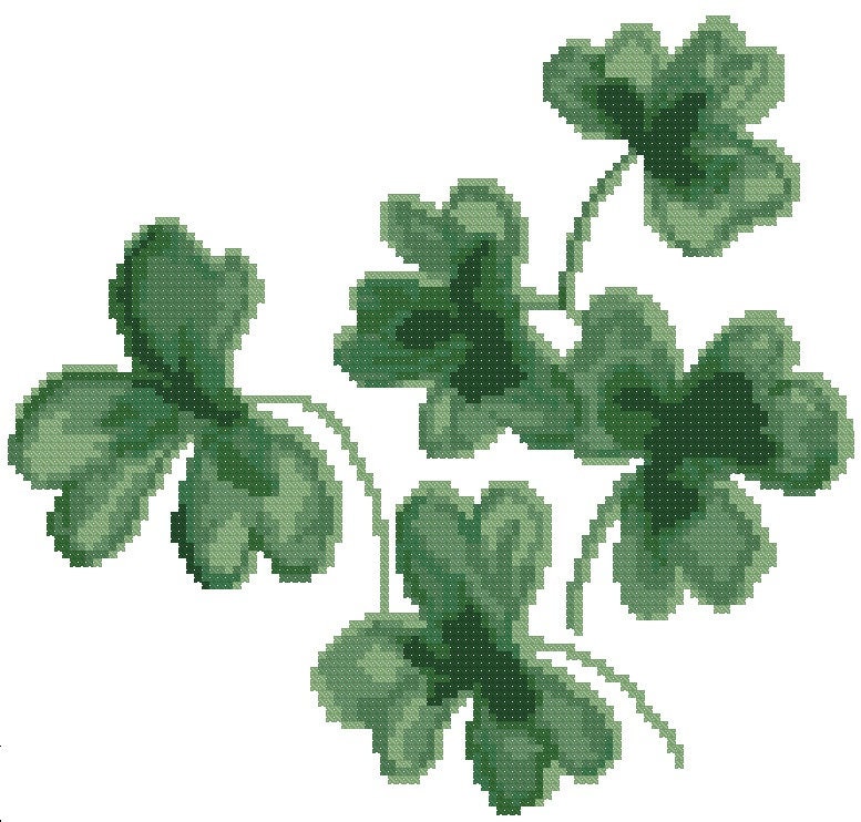 Leaf Cross Stitch Pattern Clover Cross Stitch Modern Cross - Etsy