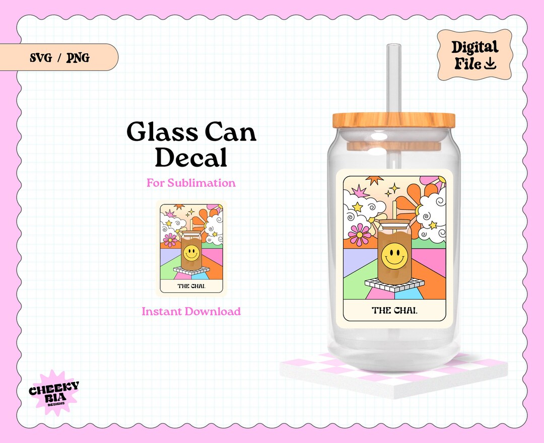The Chai Tarot Card Decal for Coffee Cup Wrap SVG PNG, Glass Cup Design ...