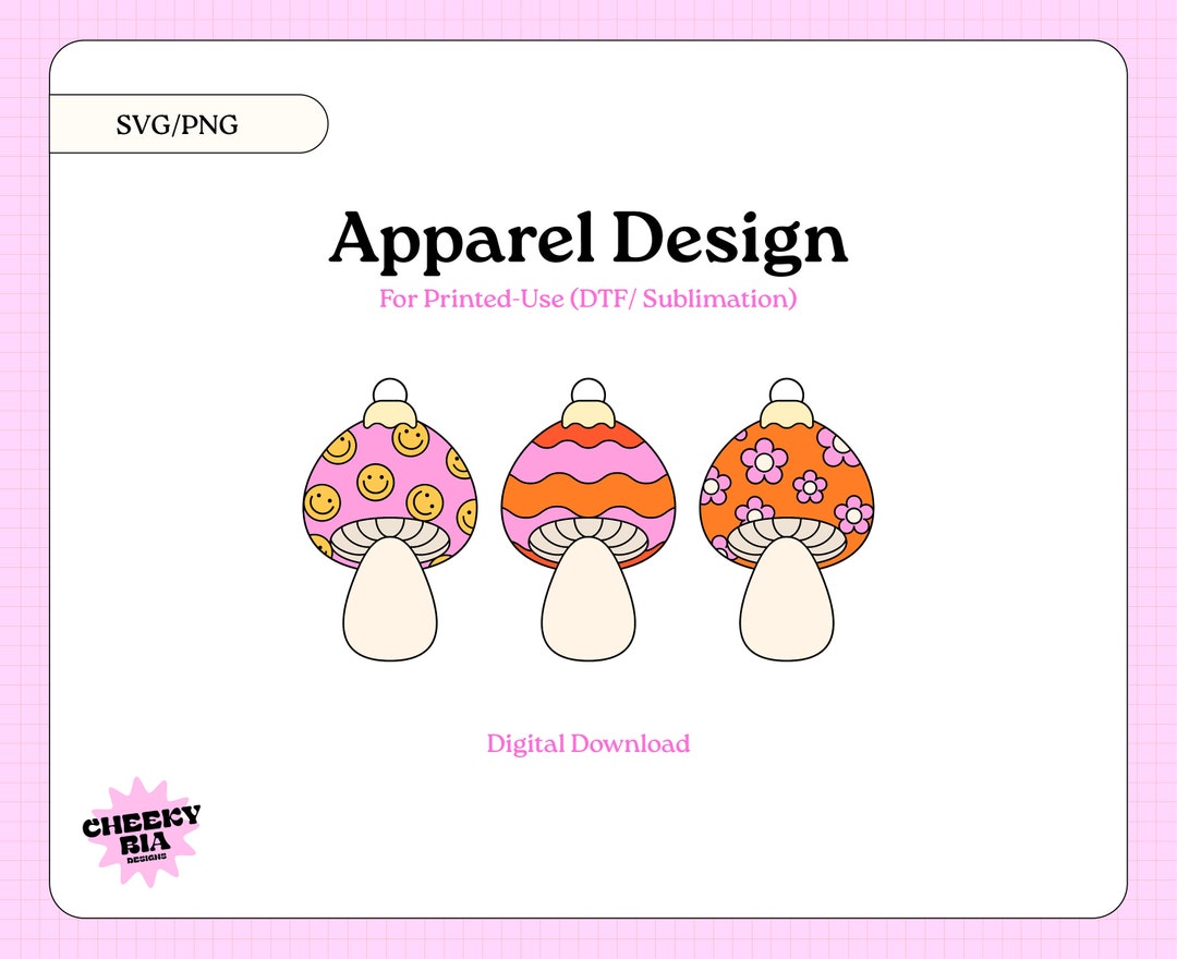 Retro Mushroom Ornaments SVG | PNG | Glass Cup | Christmas Holiday ...
