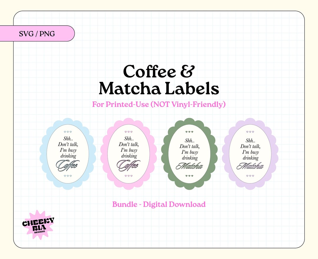Coffee and Matcha Label Bundle SVG PNG | Coffee Label | Sticker File ...