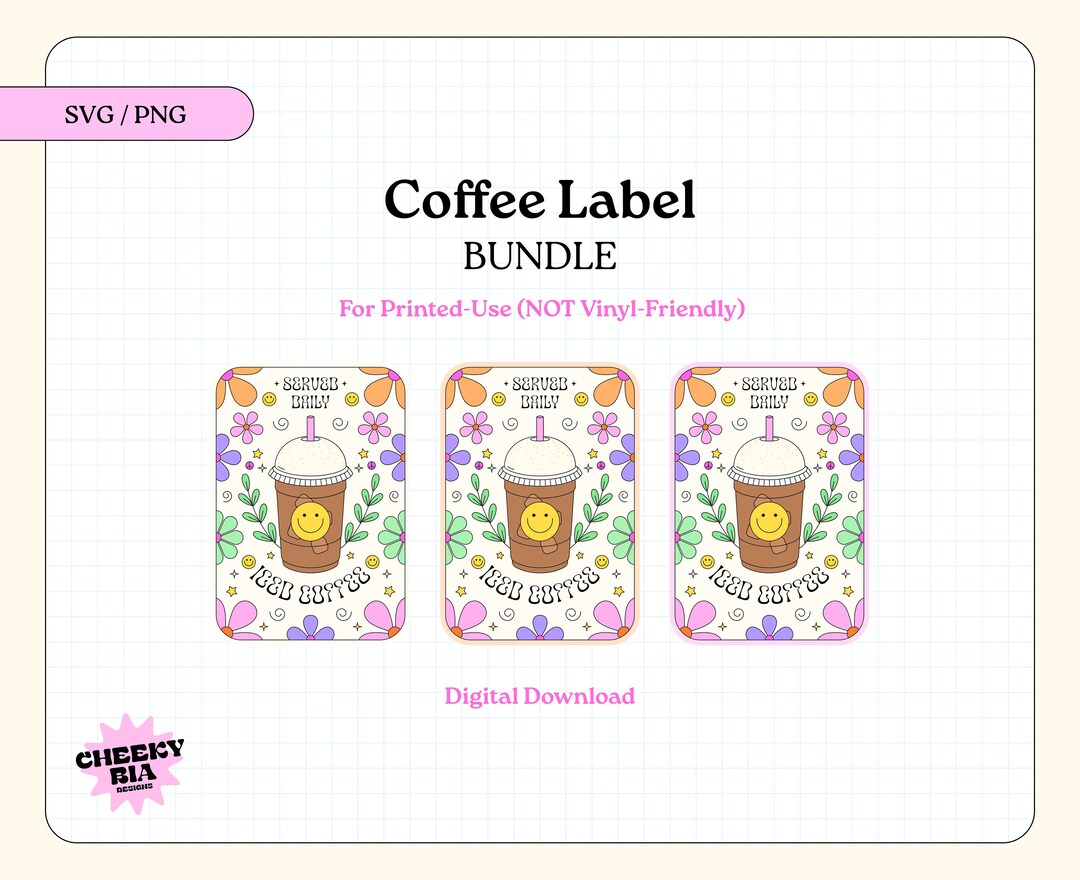 Iced Coffee Label Bundle SVG PNG | Coffee Label | Sticker File | Trendy ...