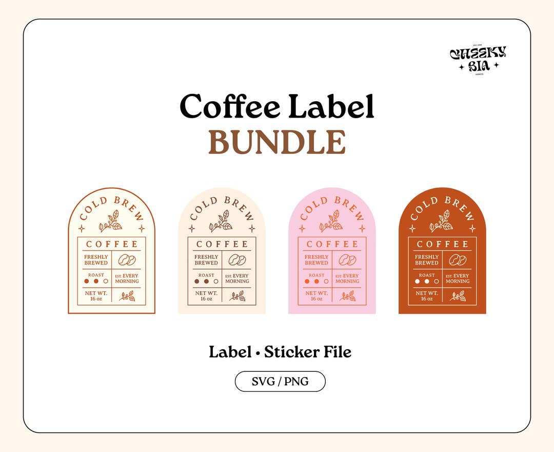 Coffee Label SVG PNG Bundle | Cold Brew Coffee Label | Sticker File ...