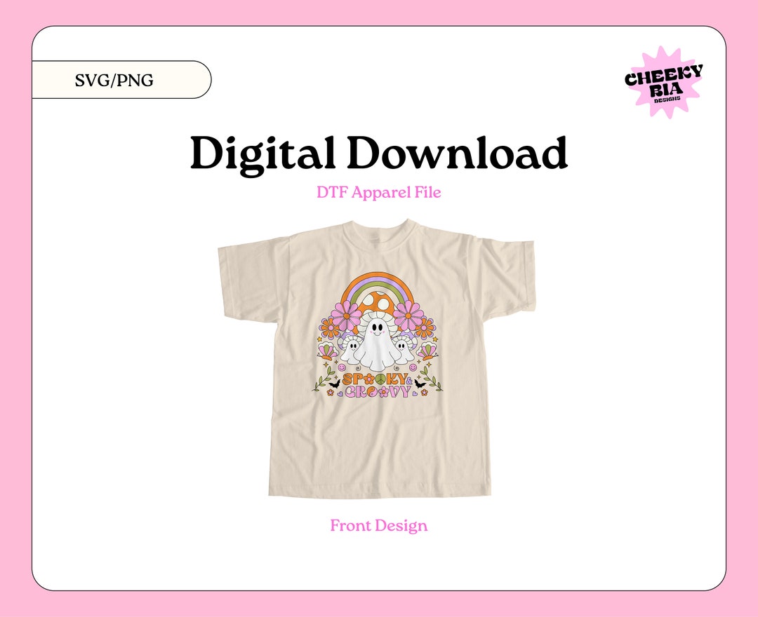 Spooky Groovy SVG PNG for Apparel, Ghost Mushroom Design, Halloween ...