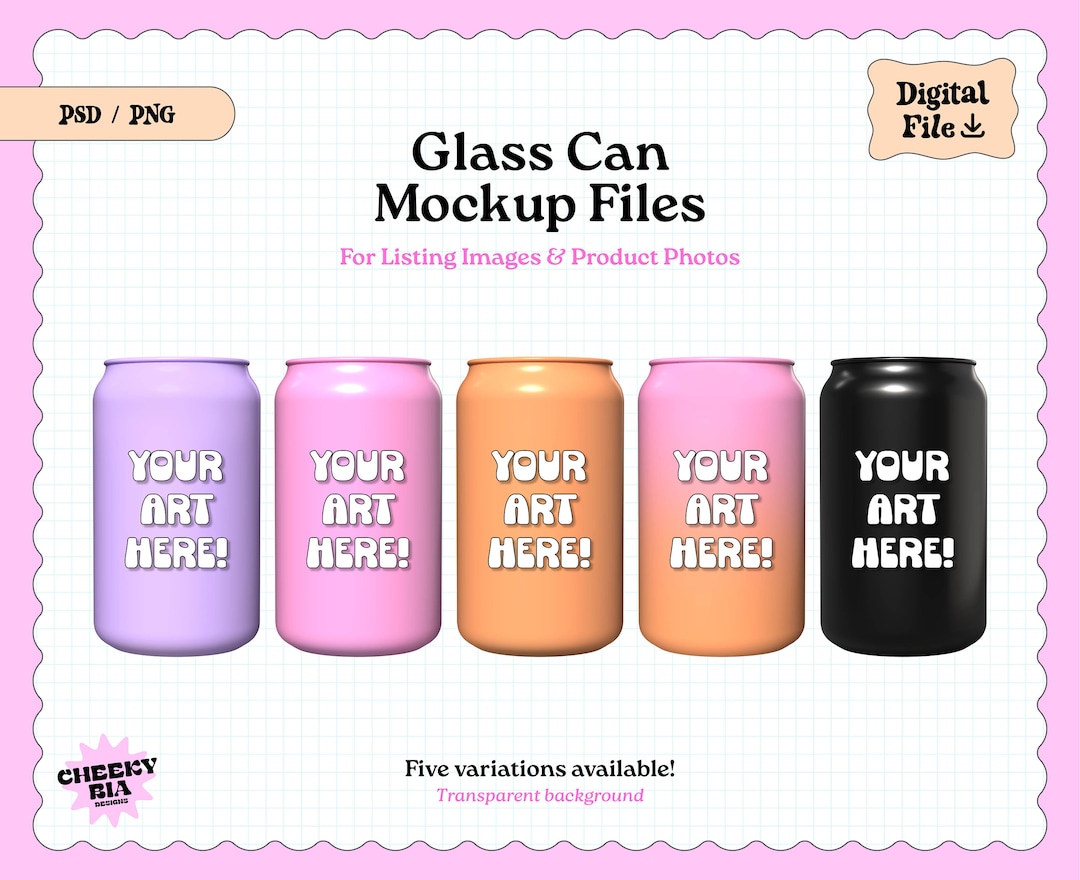Can Glass Mockup BUNDLE | PNG | PSD | 3d Mockup Transparent Background ...