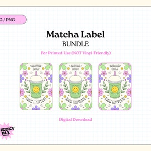 Matcha Label Bundle SVG PNG | Matcha Png | Sticker File | Trendy ...