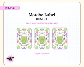 Matcha Label SVG PNG Bundle Sticker File Trendy - Etsy