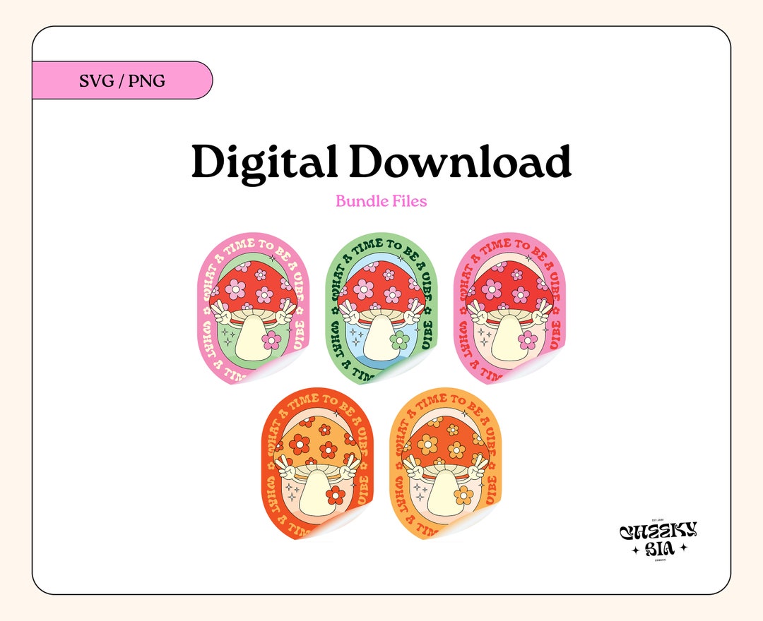 Mushroom Sticker Bundle File SVG PNG Bundle, Mushie Label, Sticker File ...