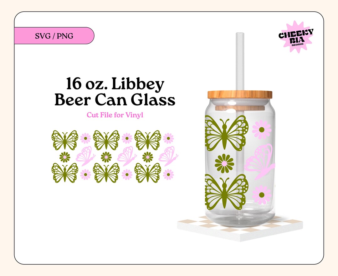 Butterfly Cup Wrap SVG, PNG, for Can Glass, Glass Cup Design, Coffee ...