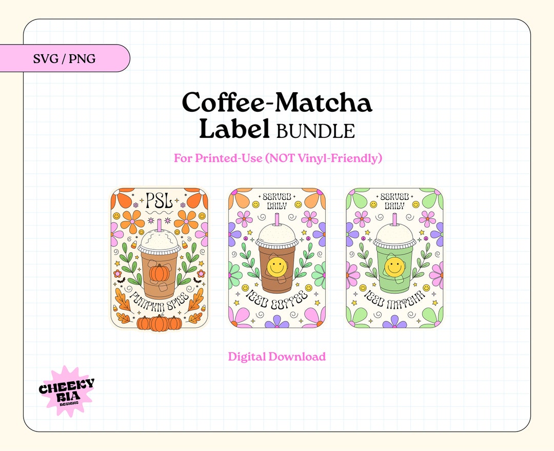 Iced Coffee Label Bundle SVG PNG | Coffee Label | Sticker File | Trendy ...