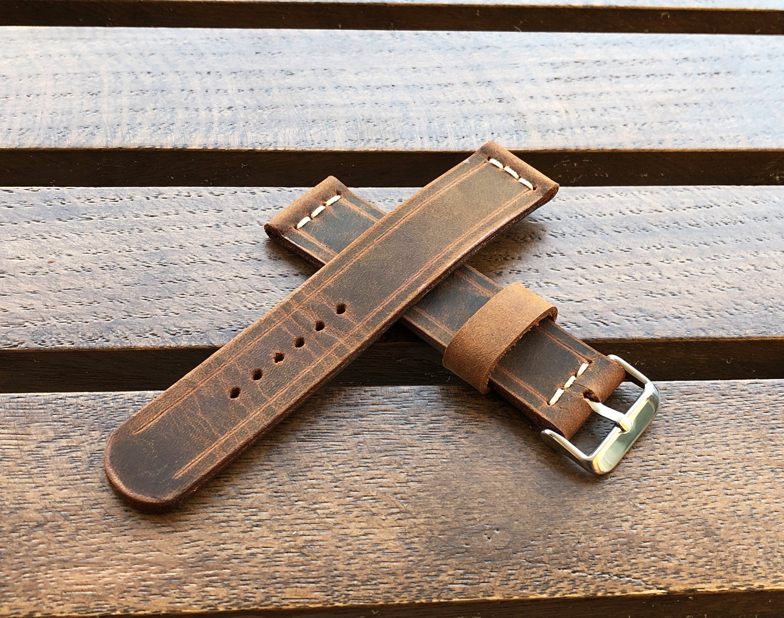 Personalized Leather Watch Band: Handmade Strap, 18-24mm - Etsy