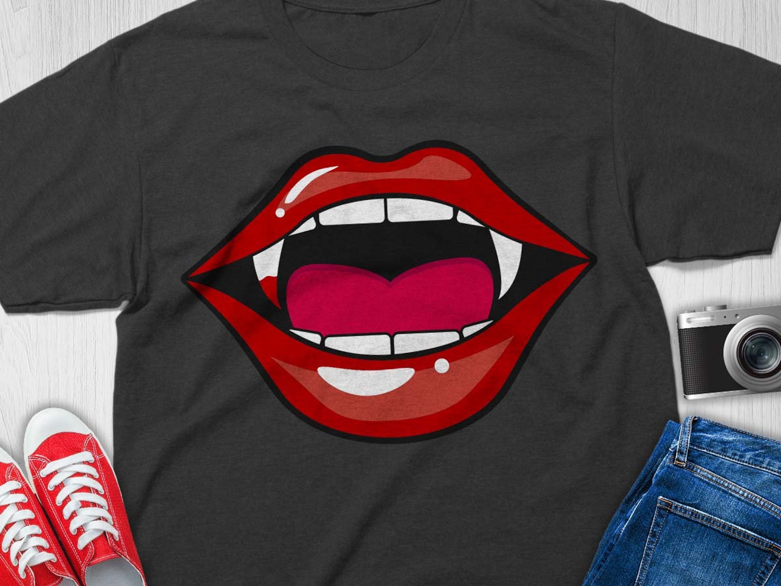 Black Vampire Lips SVG, Halloween SVG, Red Dripping Lips SVG, Gothic ...