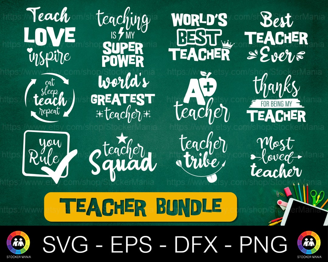 Teacher Appreciation Svg Bundle, Teacher SVG PNG Cut File Bundle ...