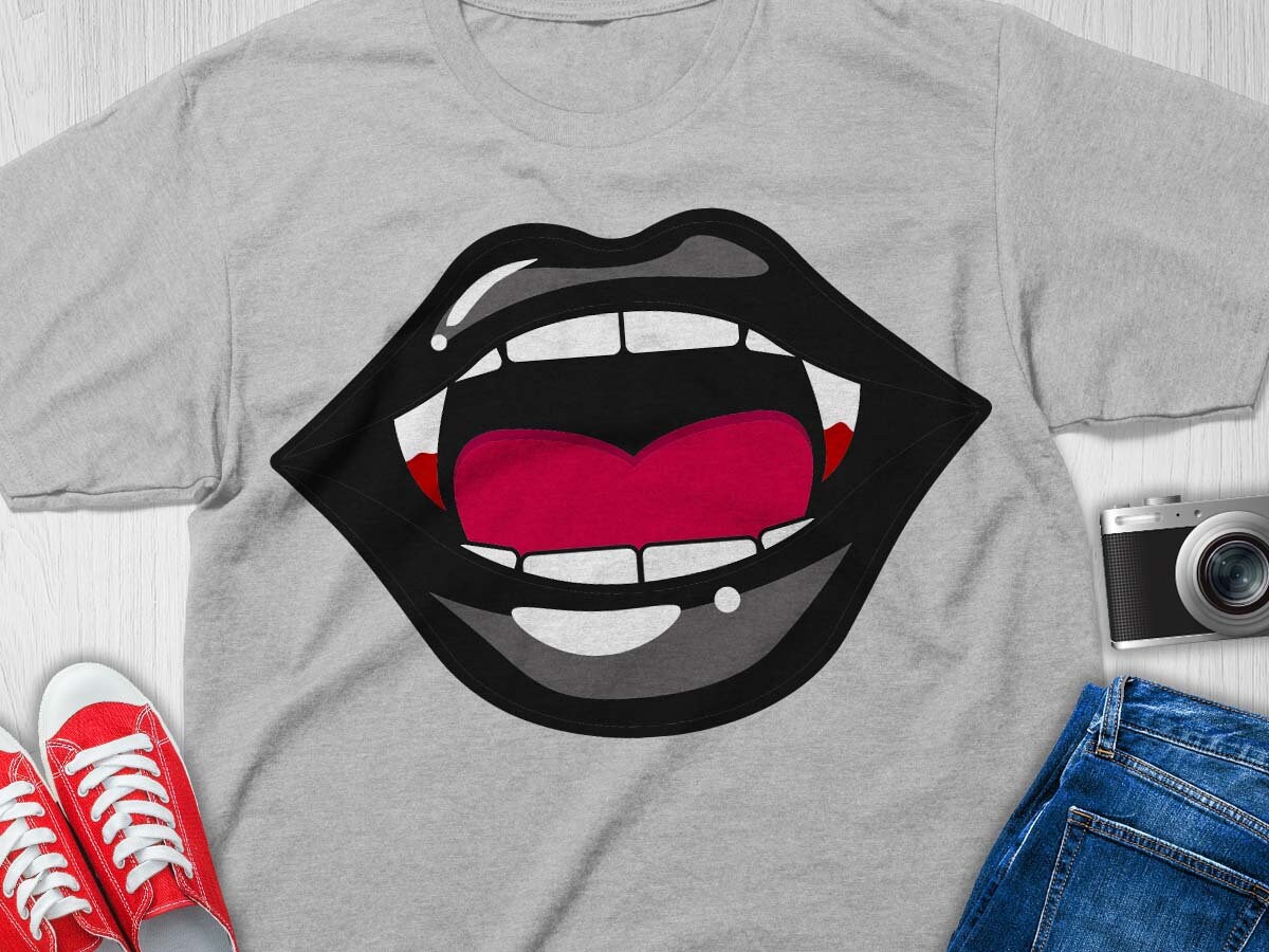 Black Vampire Lips SVG, Halloween SVG, Red Dripping Lips SVG, Gothic ...