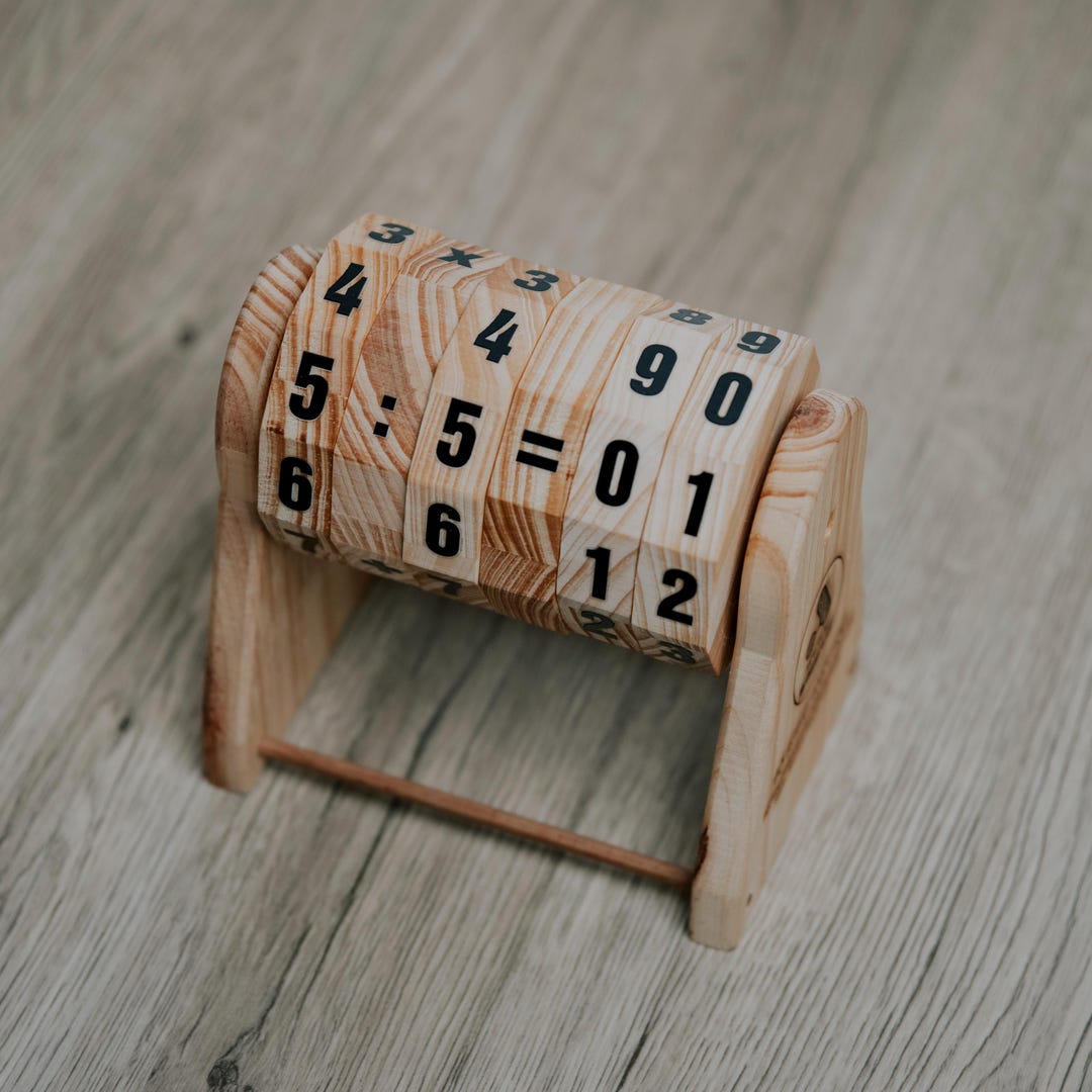 Wooden Math Toy - Montessori Educational Puzzle, Arithmetic Wheels ...