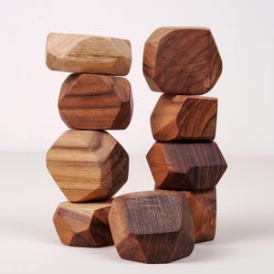 Wooden Stacking Rocks Toy, Montessori Wood Blocks, Balancing Stones ...