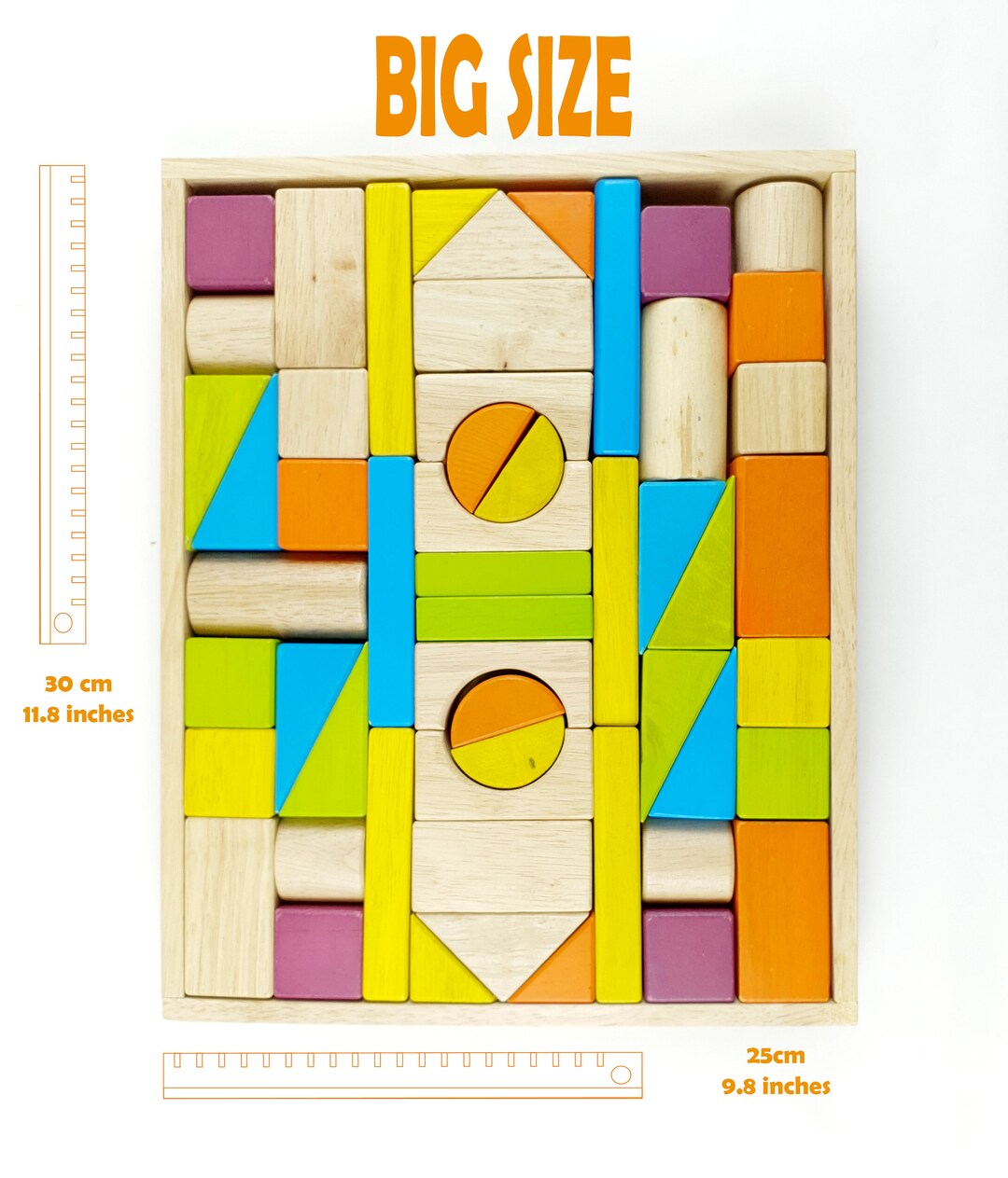Wooden HUGE Mixed Block 54 Pieces Set for Children | Montessori Toys ...