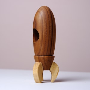 Handcrafted Wooden Rocket Toy, Spaceship | Mini Figurine Wood Toys ...