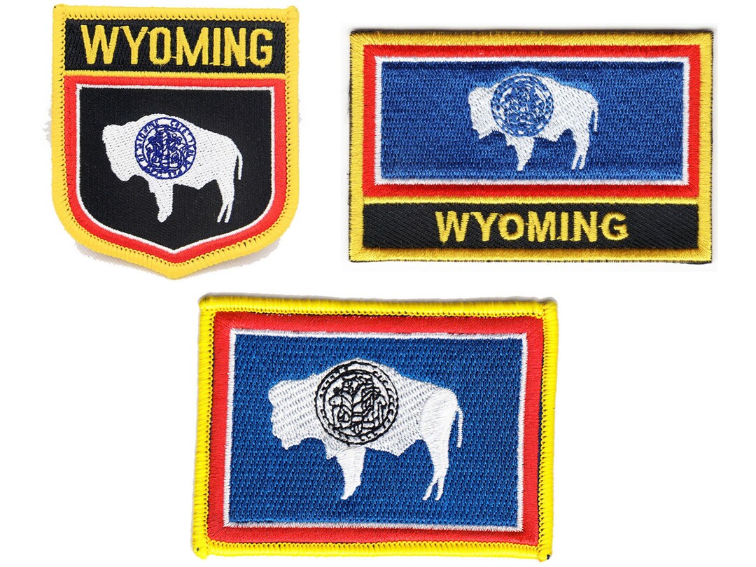 3pcs Wyoming State USA US States Flag Embroidered Iron on Badge ...