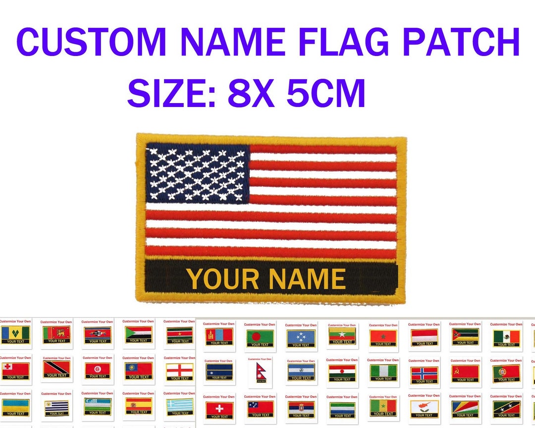 Personalized Name National Flag Embroidered Patches Jackets Iron on ...