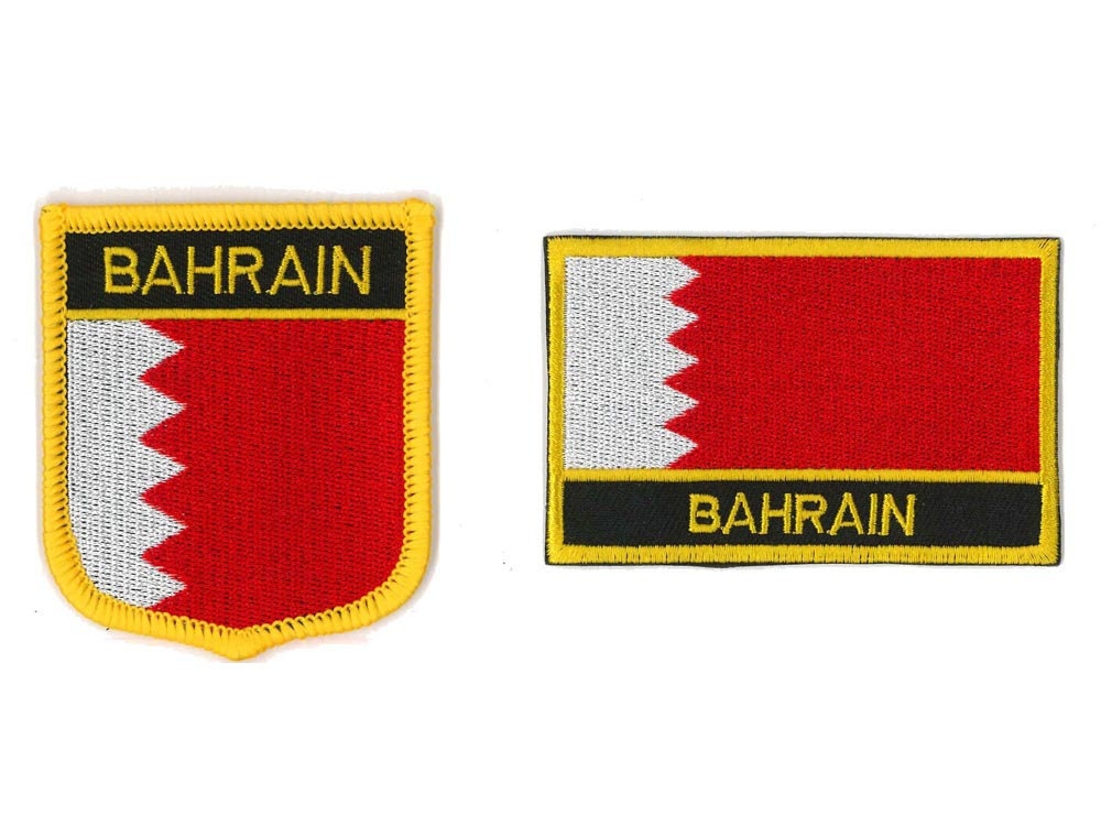 2pcs Bahrain National Flag Embroidered Iron on Badge Applique Patch Rectangle and Shield - Etsy