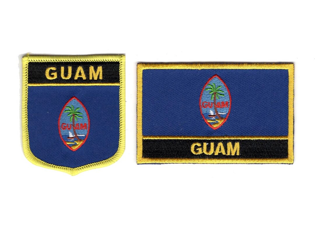 2pcs Guam Flag Embroidered Iron on Badge Applique Patch Rectangle and ...