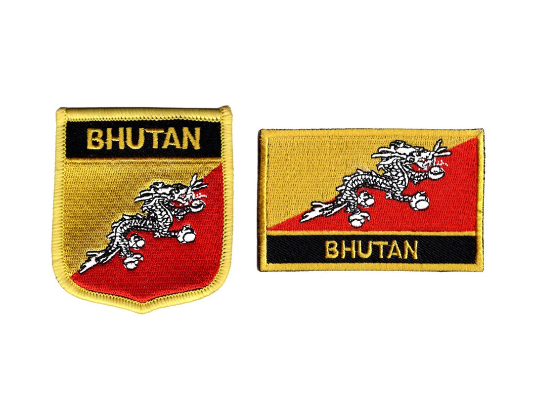 2pcs Bhutan National Flag Embroidered Iron on Badge Applique Patch Rectangle and Shield - Etsy