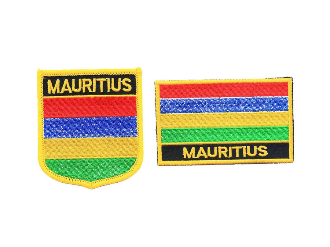 2pcs MAURITIUS National Flag Embroidered Iron on Badge Applique Patch Rectangle and Shield - Etsy