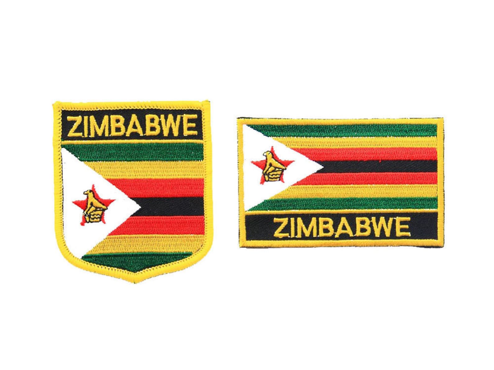 2pcs Zimbabwe National Flag Embroidered Iron on Badge Applique Patch ...