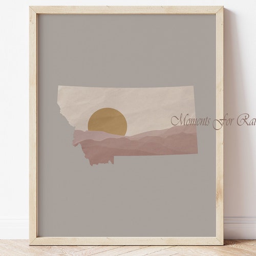 Montana Vintage Map Print Montana Map Usa State Map Art Etsy