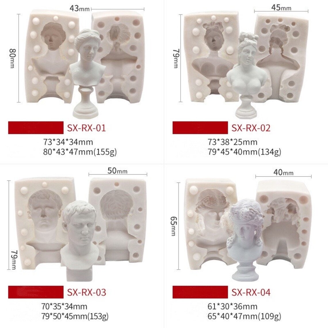10 Style 3D Plaster Statues Candle Moldportrait Aromatherapy | Etsy