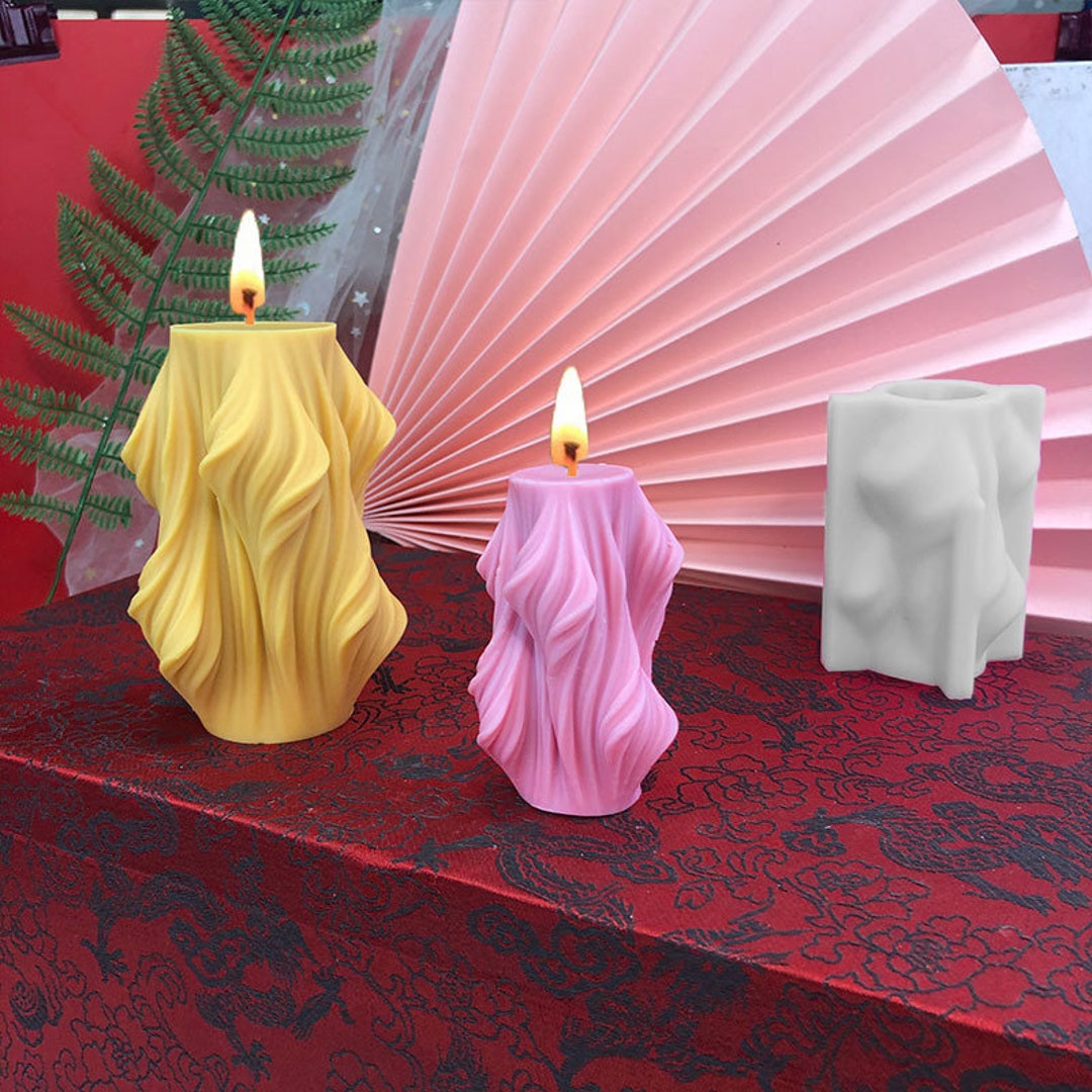 Geometric Irregular Wave Pattern Rotating Candle Silicone Mold DIY ...