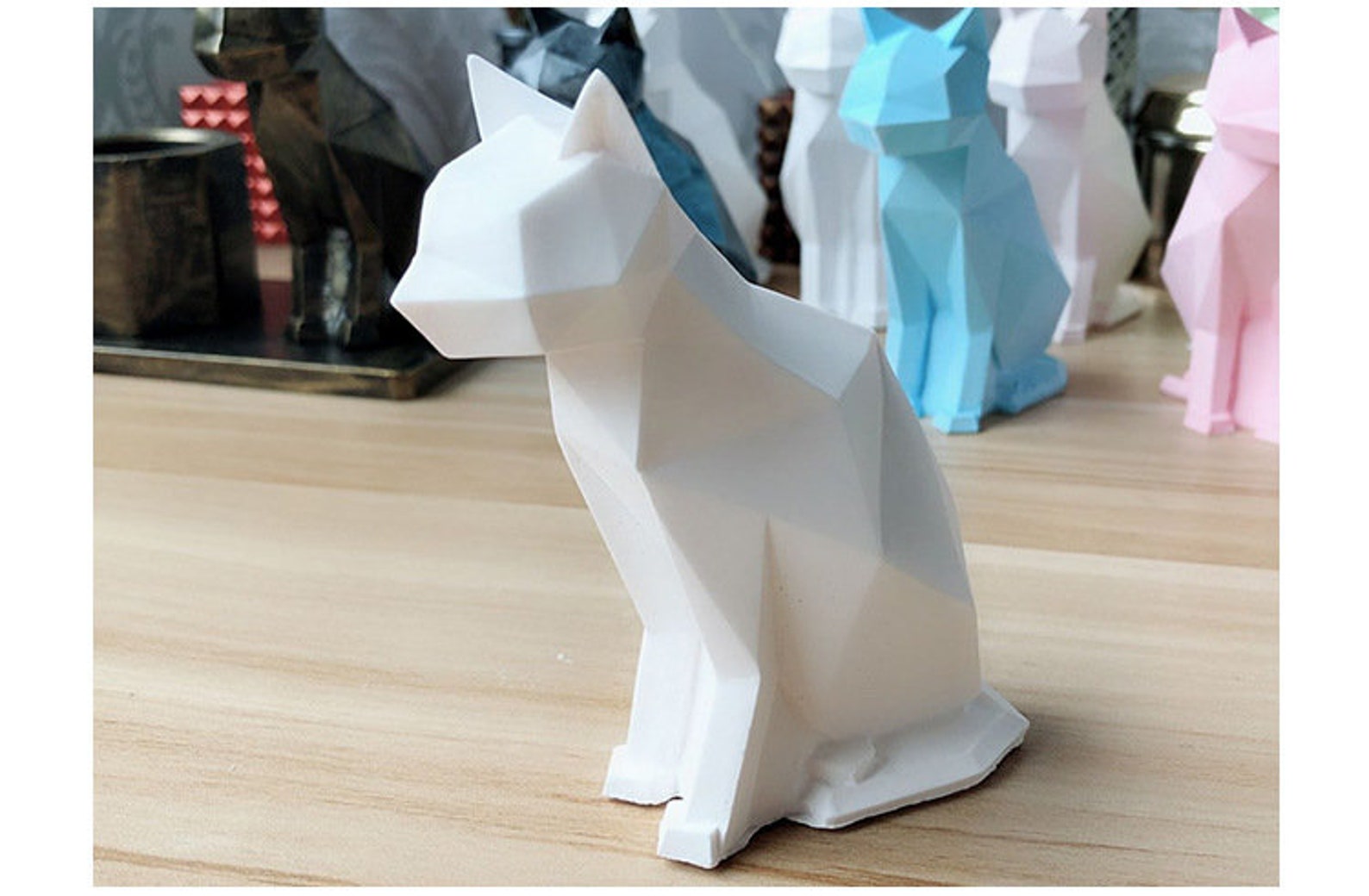 3D Geometric Cat Shape Silicone Molddiy Cute Cat Plaster Soap | Etsy