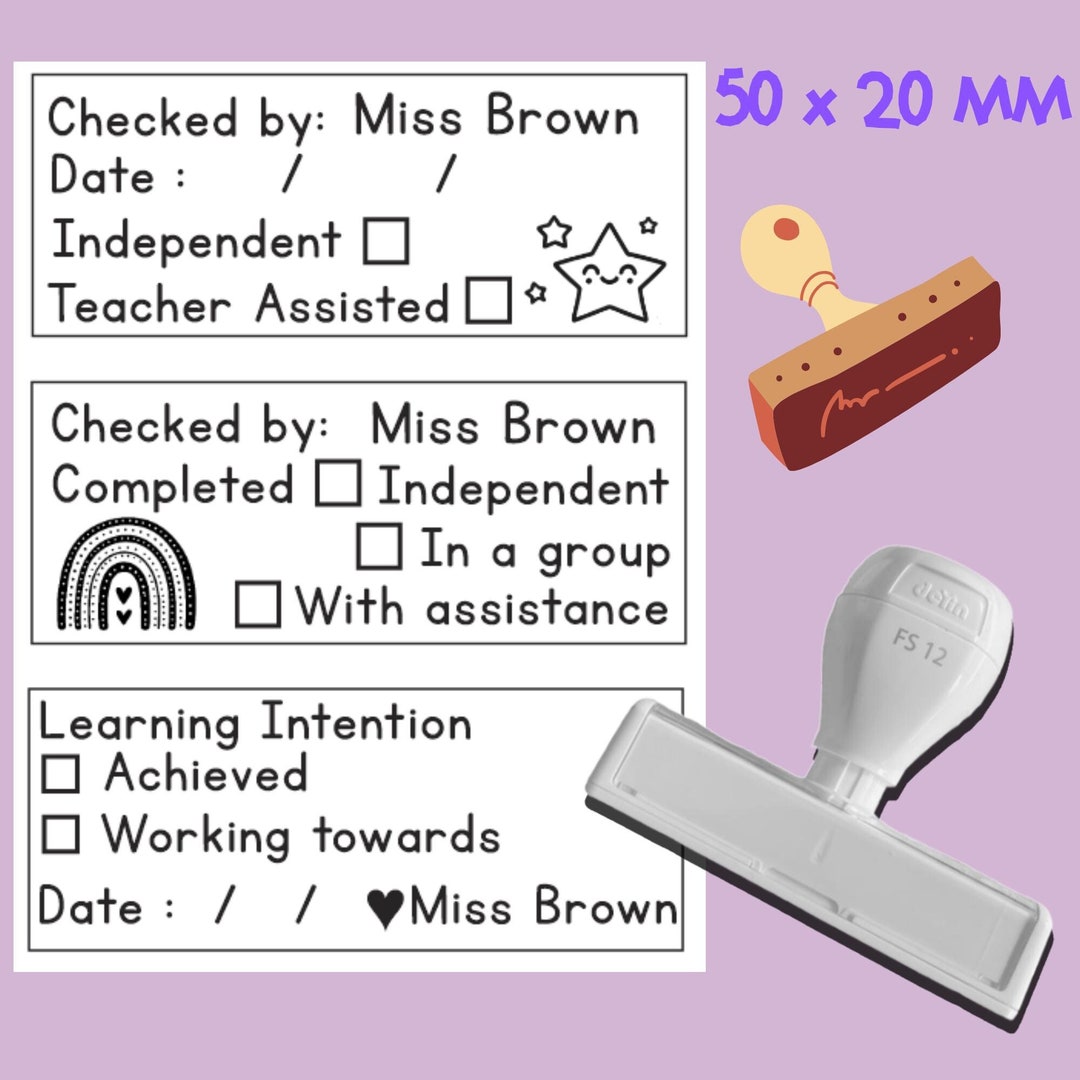 Personalised Teacher Checked Stamp, Checked by With Teacher Name Stamps ...