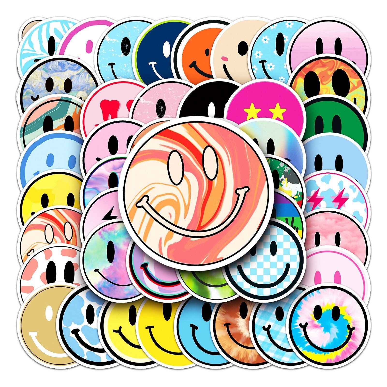 Smile Face Stickers Pack Emoji Decal Vinyl Decal Stickers - Etsy Australia
