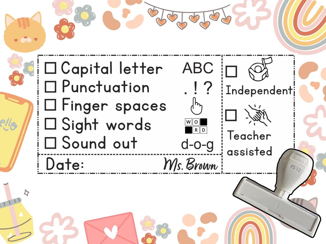 Teacher Marking Stamp | Writing Checklist Stamp | Capital Letters ...