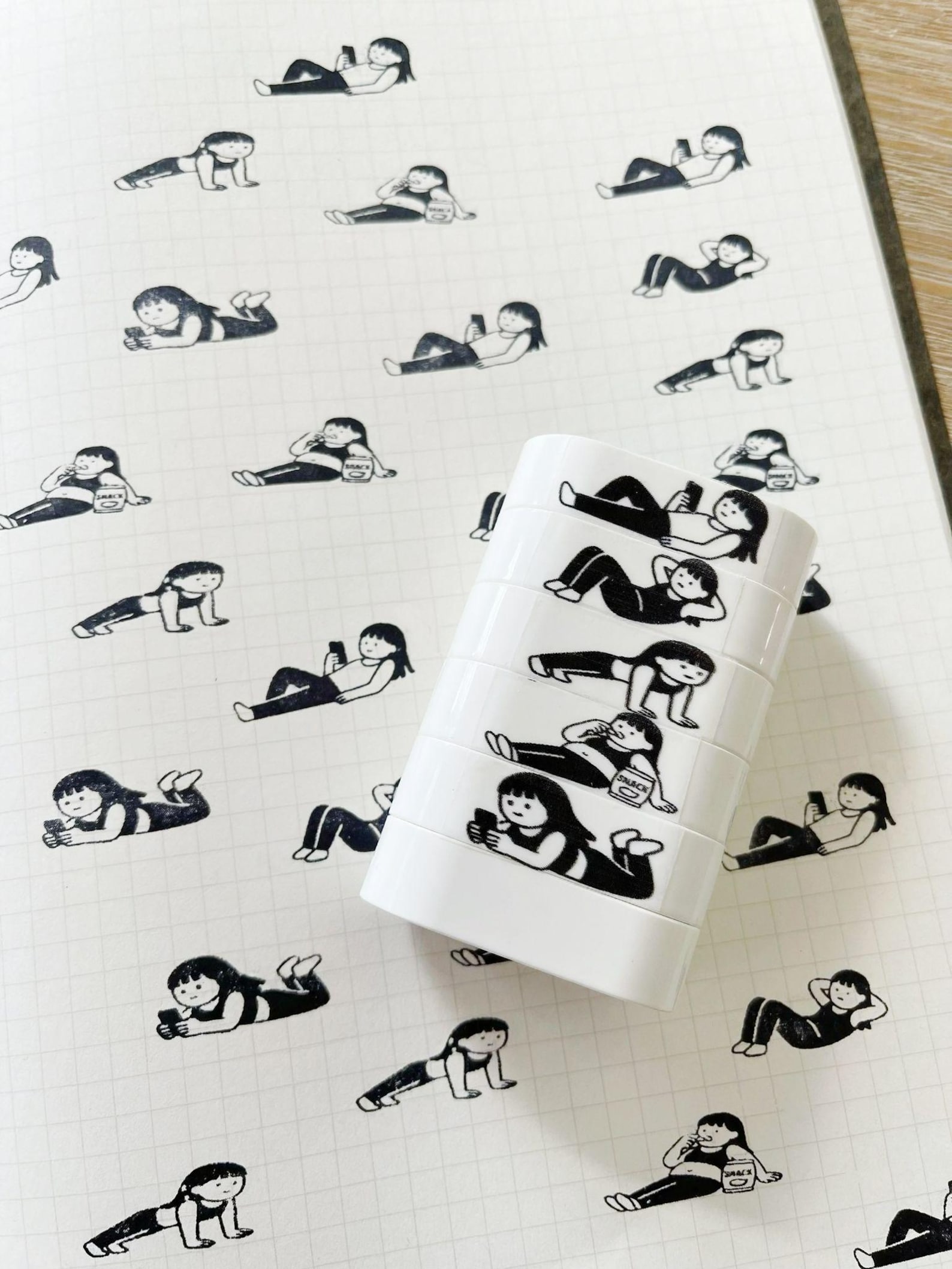 Set of Girl Character Rubber Stamps – Cute Lifestyle Stamps for ...
