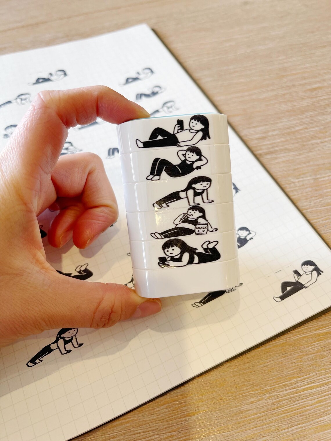 Set of Girl Character Rubber Stamps – Cute Lifestyle Stamps for ...