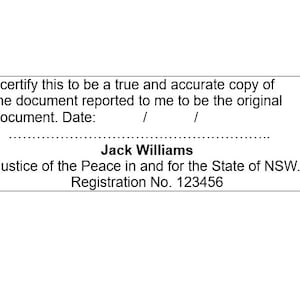 Customized Australia JP Certification Rubber Flash Stamp Justice of the ...
