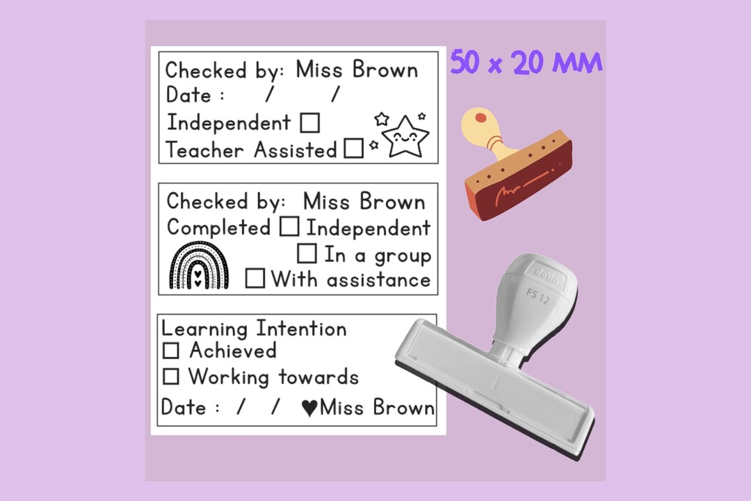 Personalised Teacher Checked Stamp, Checked by With Teacher Name Stamps ...